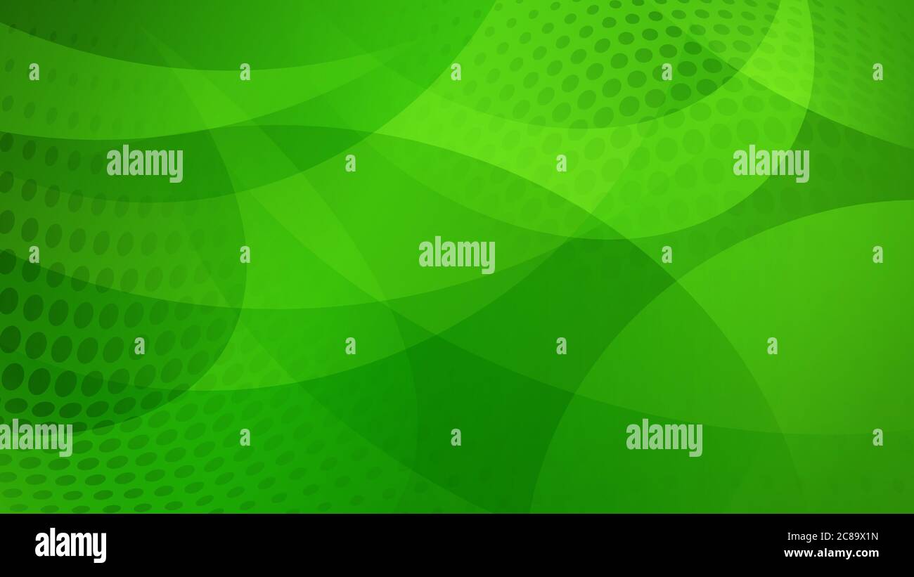 Abstract background of curved lines, curves and halftone dots in green ...