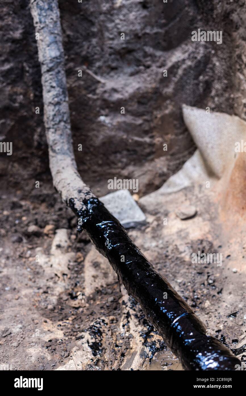 gas pipe in resin. Resin-treated pipe treated with resin Stock Photo ...