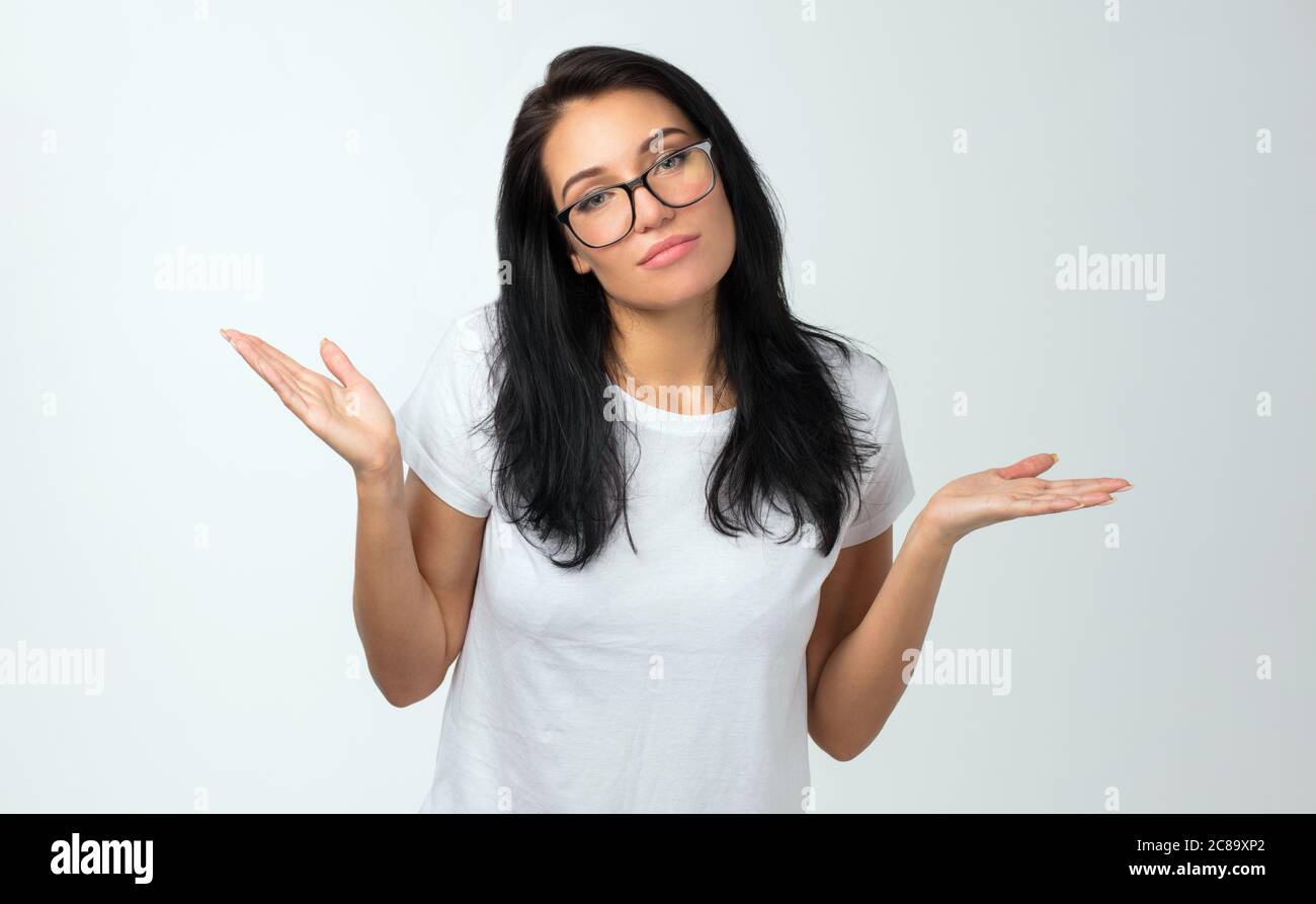 good looking girl cannot help her friend with advice. close up photo ...