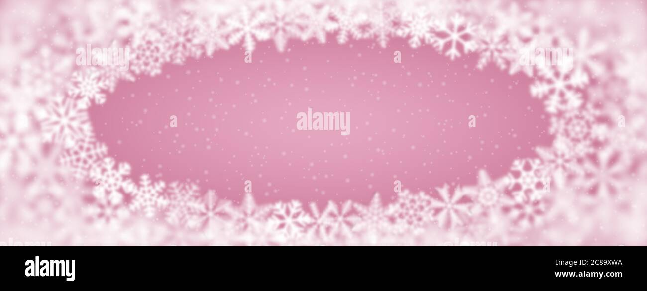 Christmas background of snowflakes of different shape, blur and ...