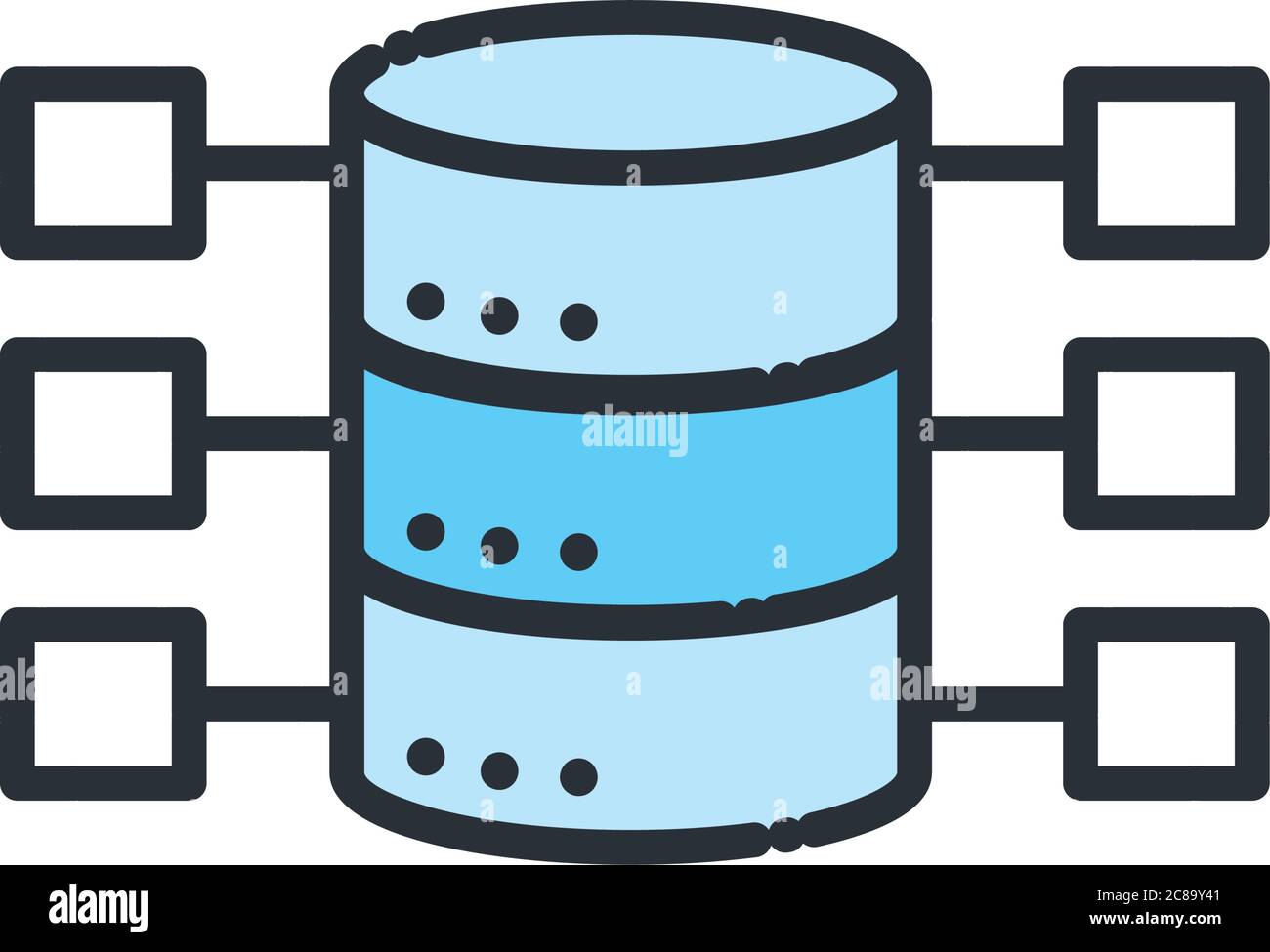 Web hosting line and fill style icon design, Big data center base security system and hardware ...