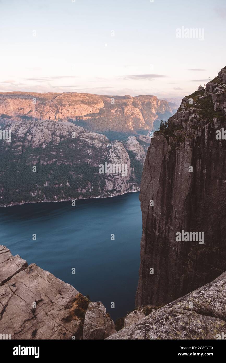 Sea view from a cliff at Norwegian fjords Stock Photo - Alamy
