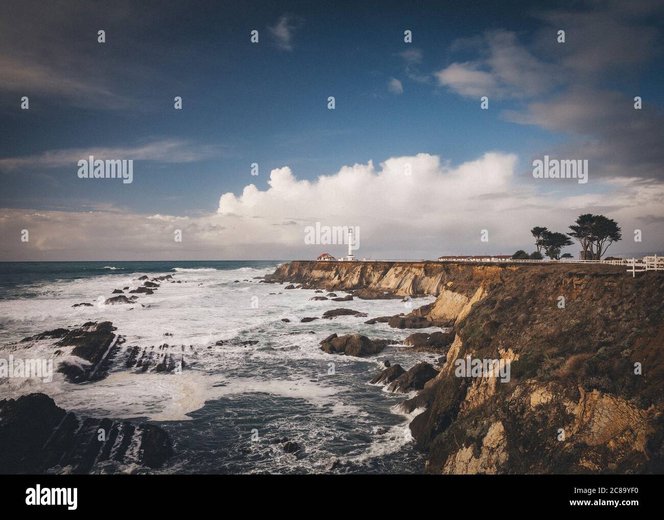 Lighthouse on the pacific coast, Point Arena, California Stock Photo ...