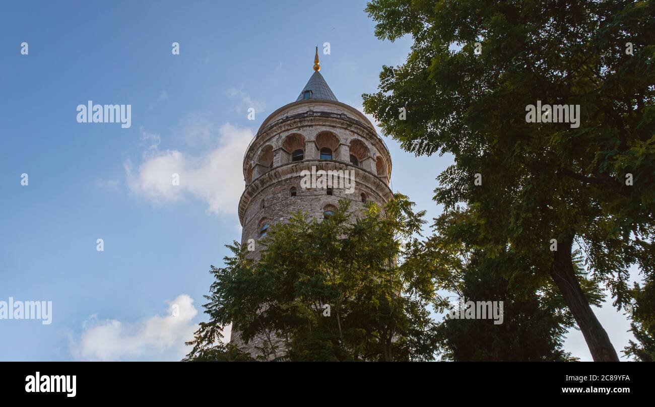 Historical Galata Tower as a fire watchtower, one of the ancient ...