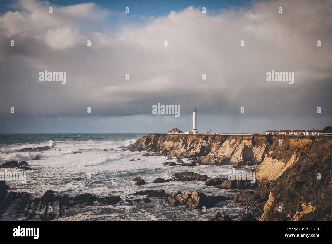 Lighthouse on the pacific coast, Point Arena, California Stock Photo ...