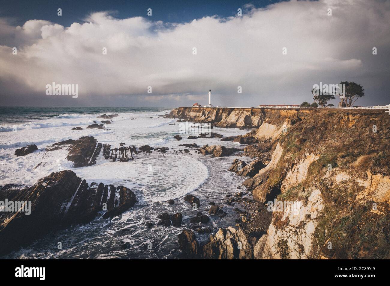 Lighthouse on the pacific coast, Point Arena, California Stock Photo ...