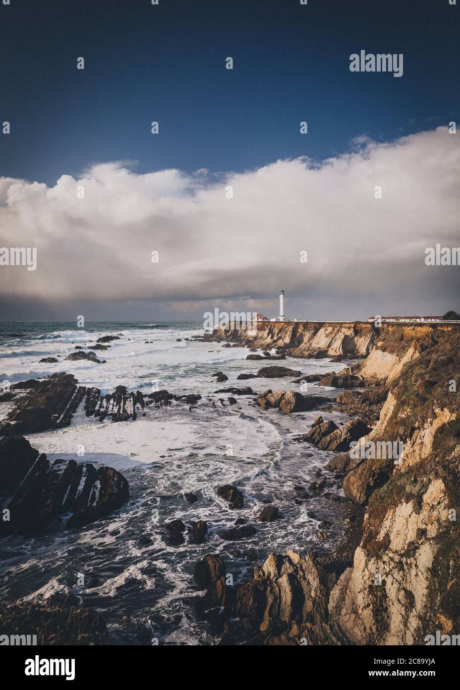 Lighthouse on the pacific coast, Point Arena, California Stock Photo ...