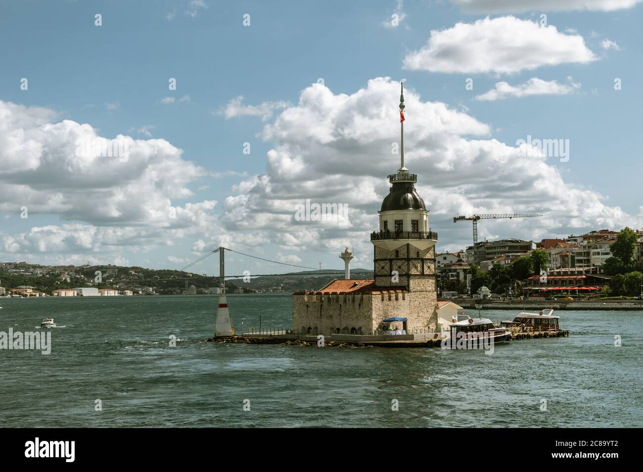 Historical Maiden's Tower, one of the symbols of Istanbul City Stock ...