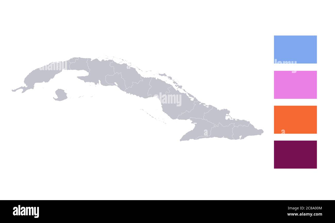 Infographics of Cuba map, individual states blank Stock Photo - Alamy