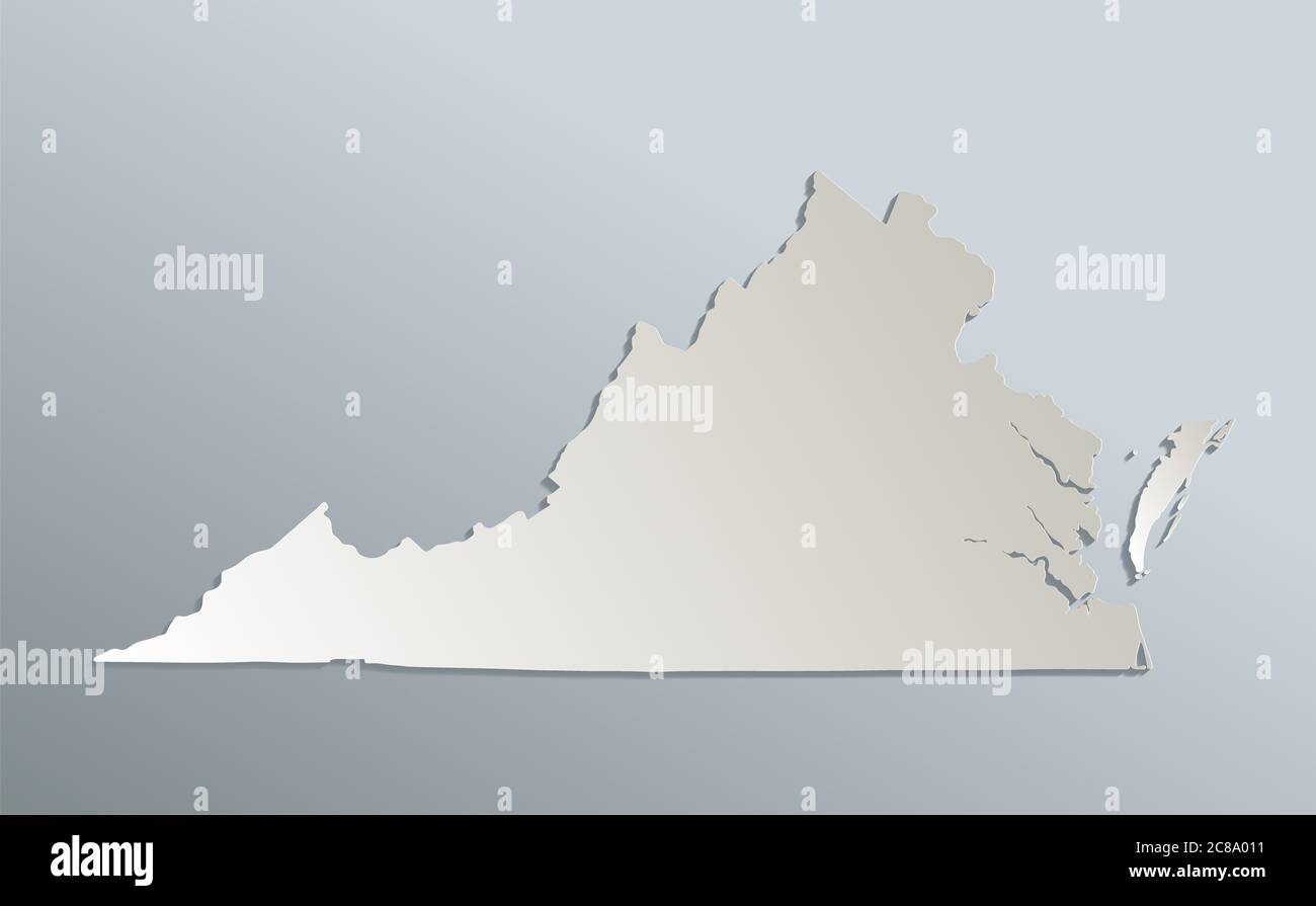 Virginia map, blue white card paper 3D blank Stock Photo - Alamy