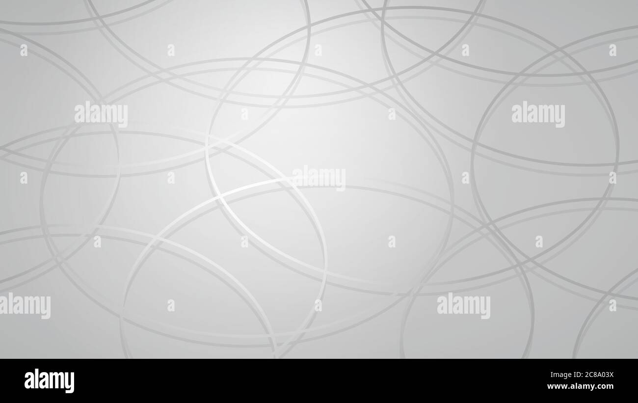 Abstract background of intersecting circles with shadows in gray colors ...