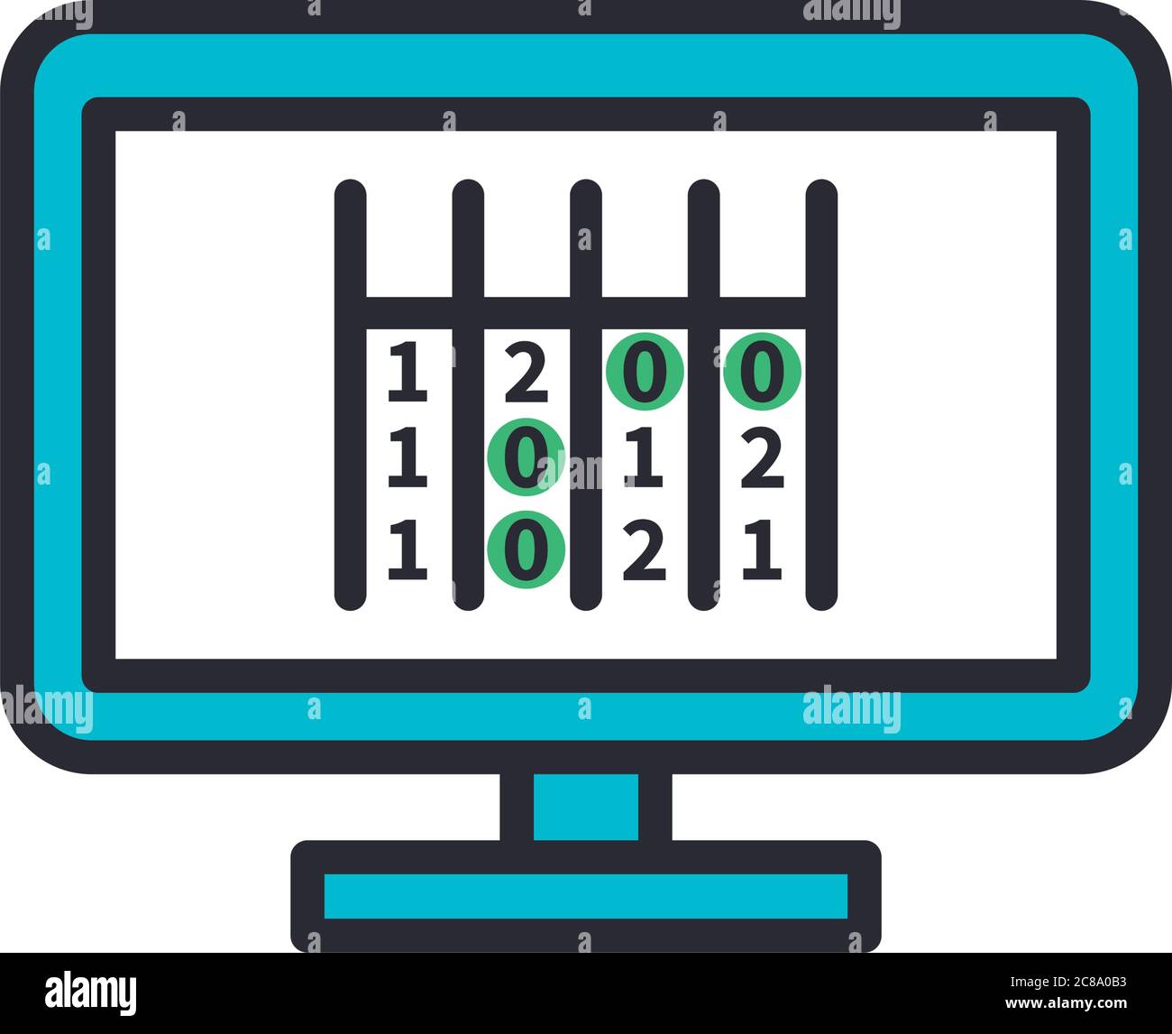 Options list on computer line and fill style icon design, Questionary ...