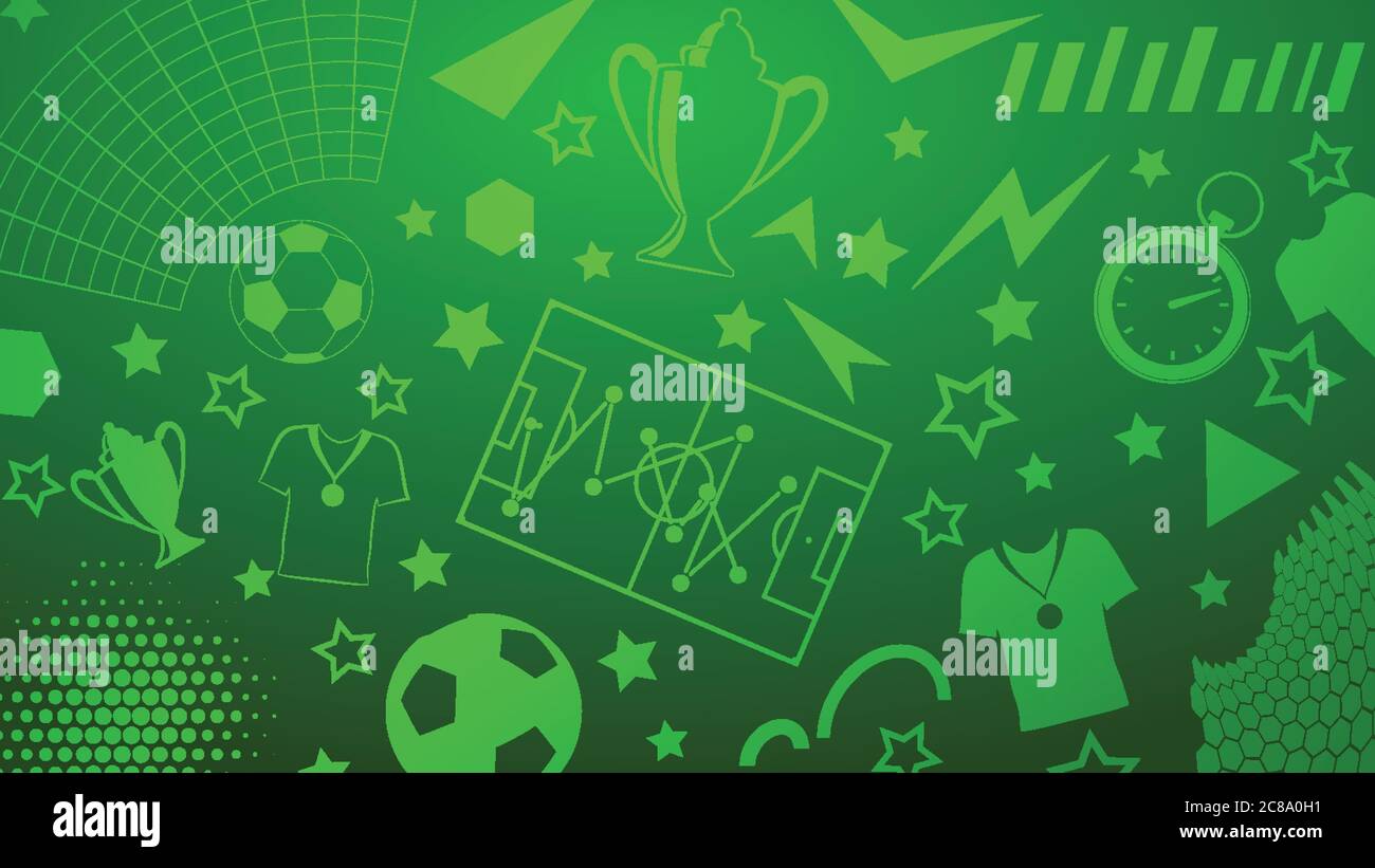 Background of football or soccer symbols in green colors Stock Vector ...