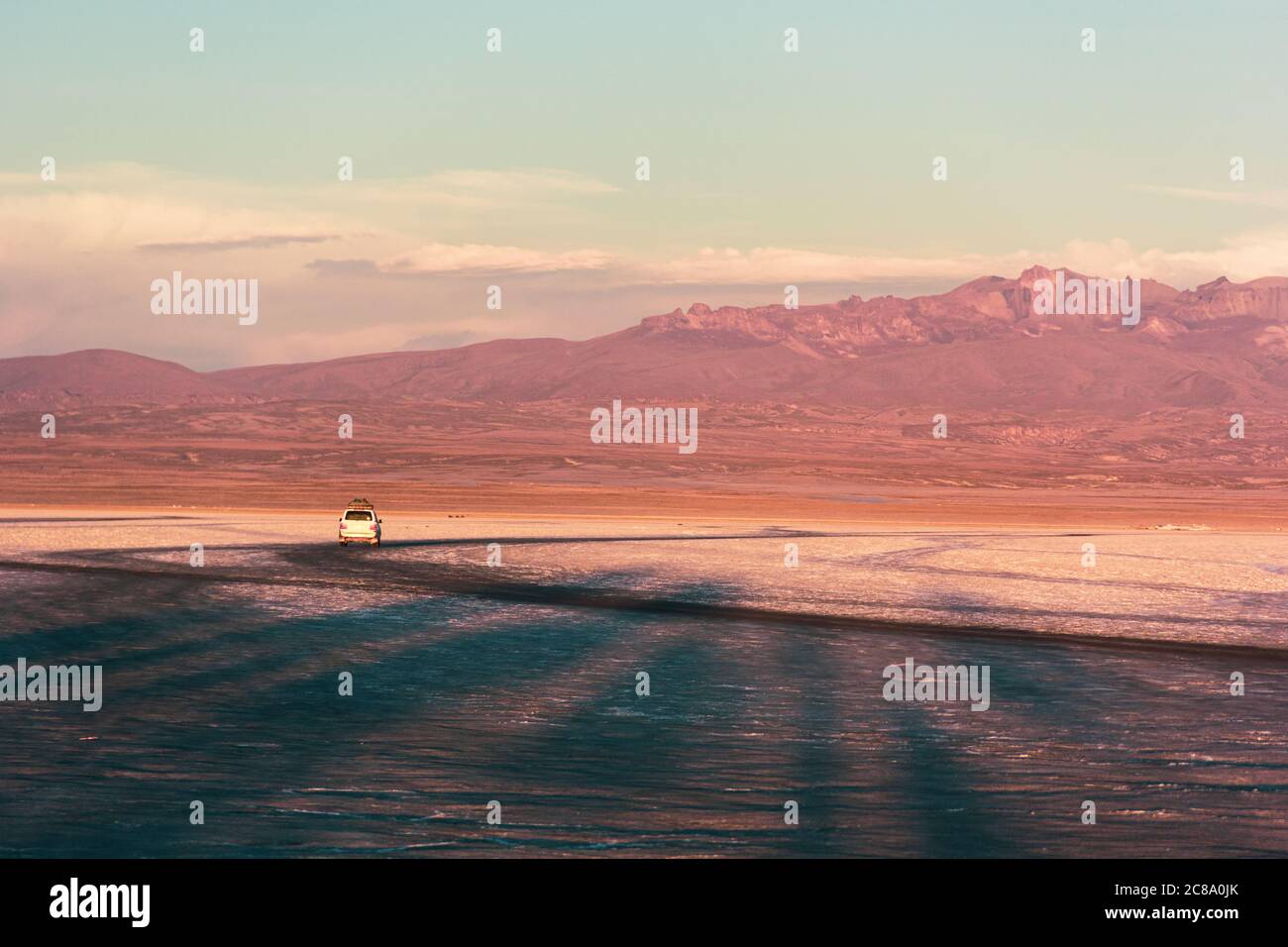 Sunset in the desert of salt, Bolivia Stock Photo - Alamy