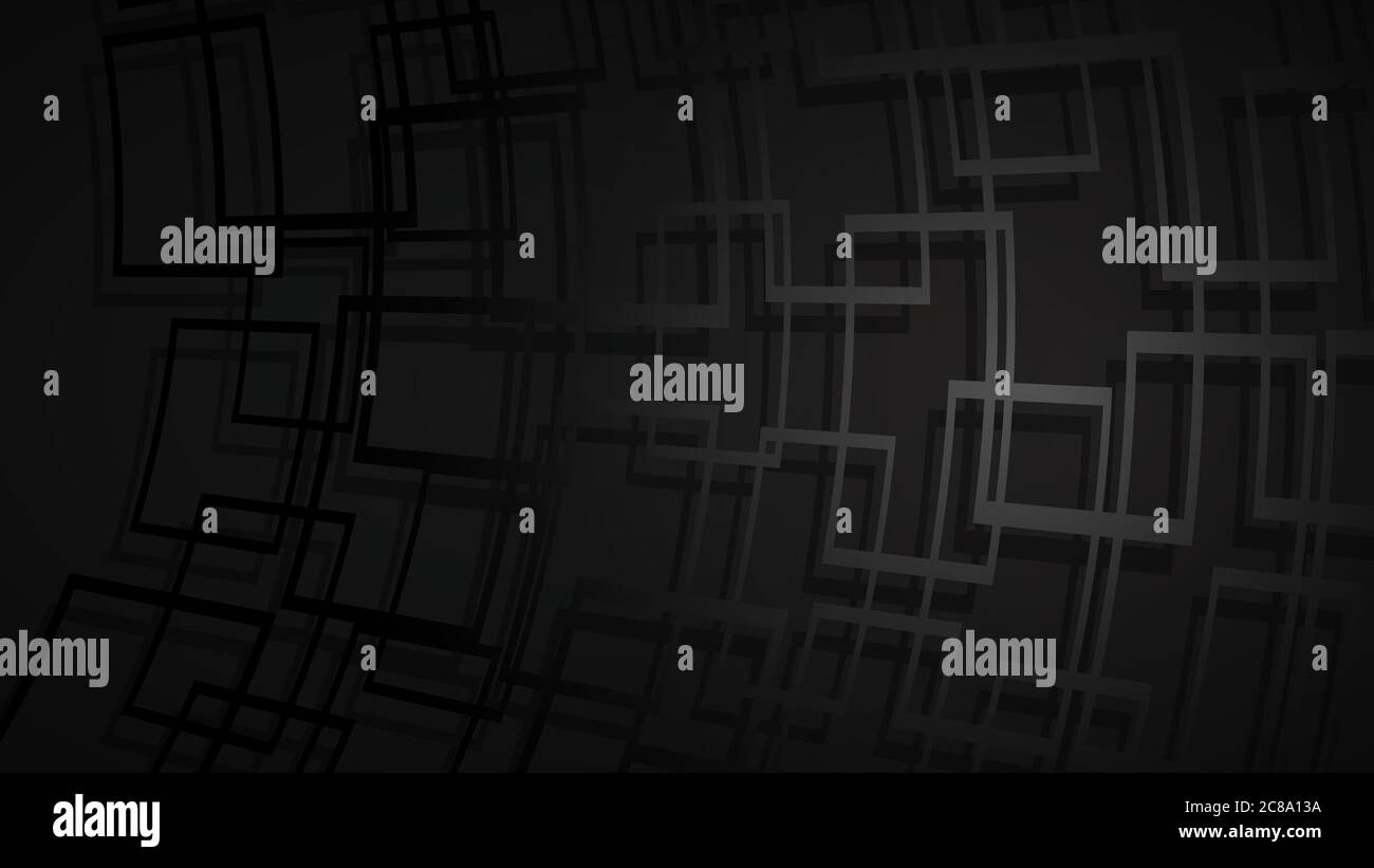 Abstract background of intersecting squares with shadows in dark colors ...