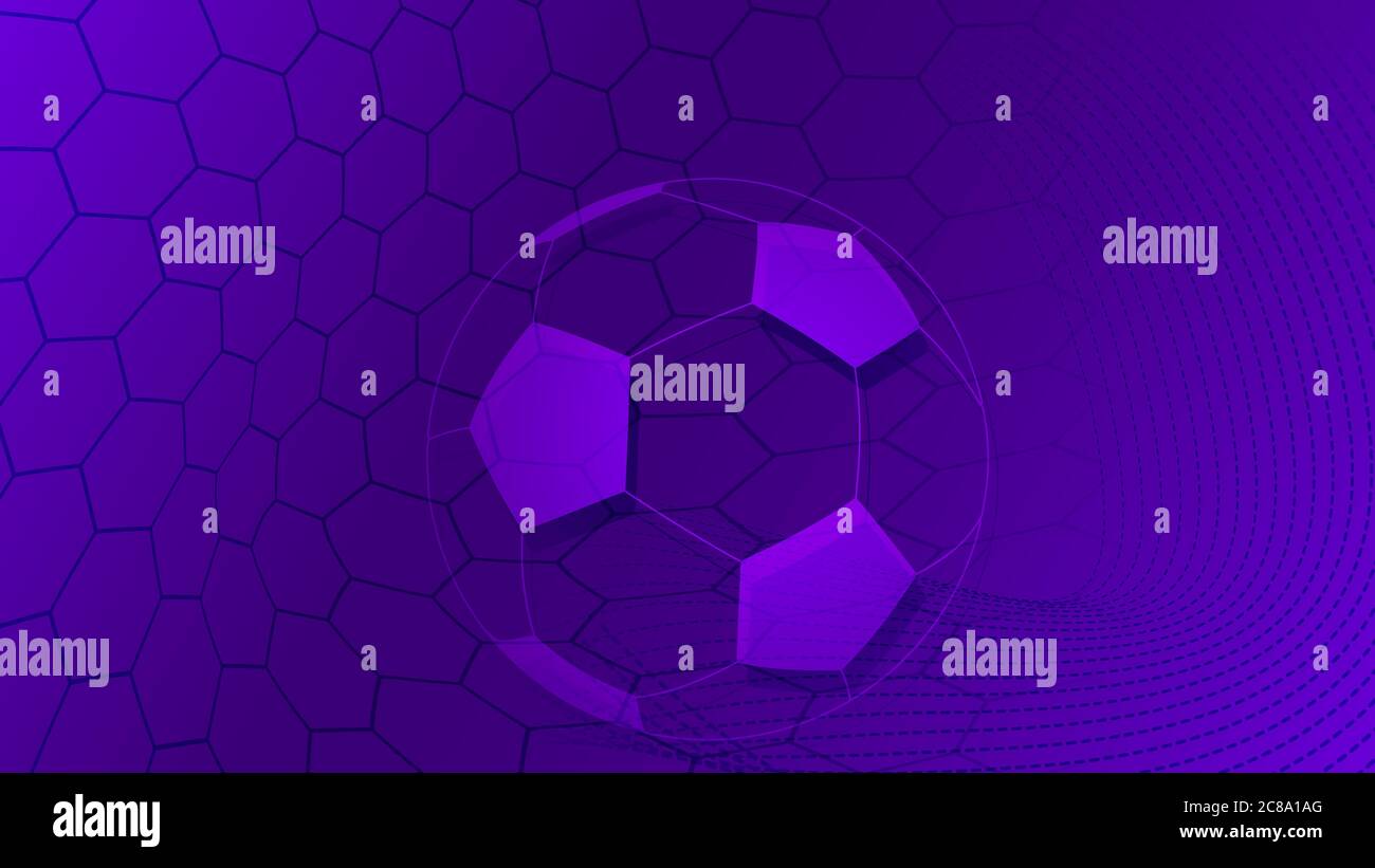 Football or soccer background with big ball in purple colors Stock ...