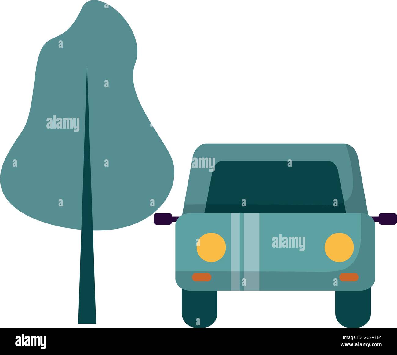 Car with tree design, Vehicle automobile auto transportation transport ...