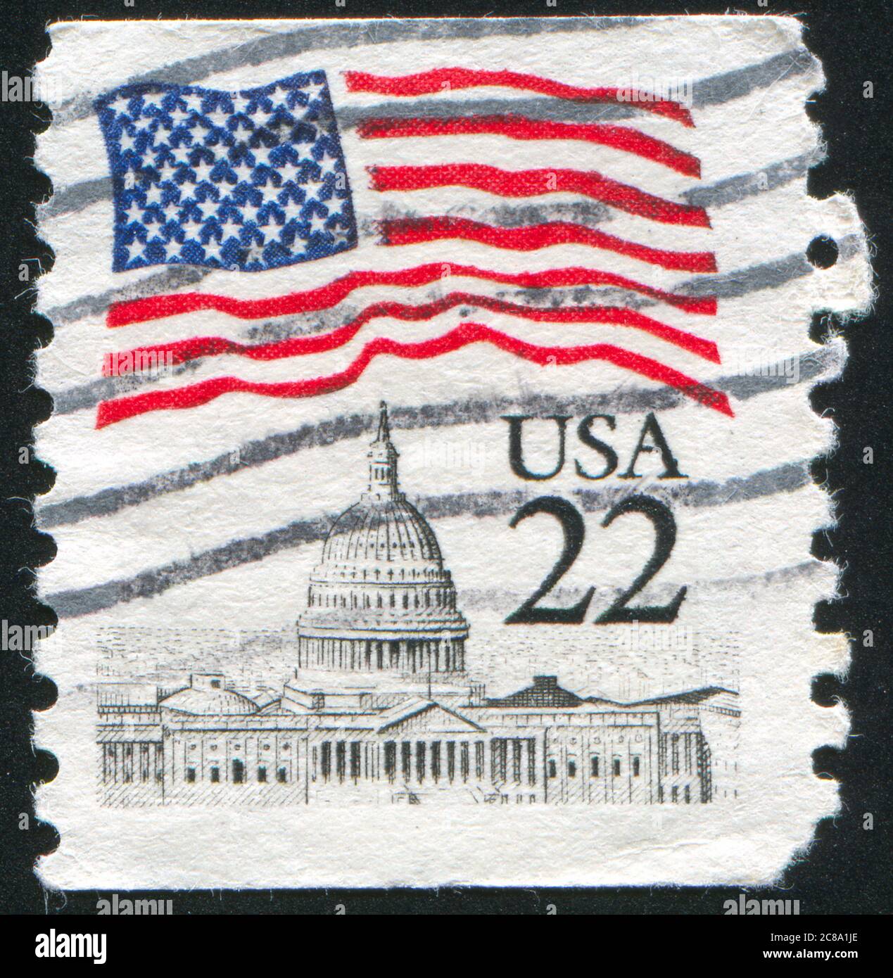 UNITED STATES - CIRCA 1985: stamp printed by United states, shows flag ...