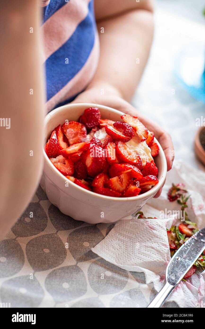 Fresh strawberries in a cup Stock Photo - Alamy