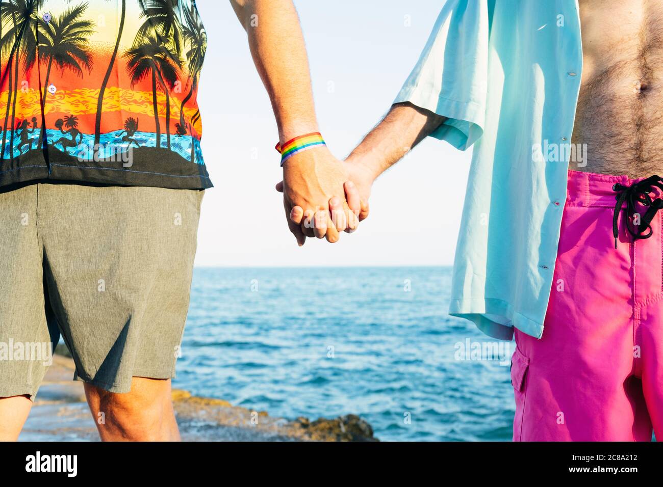 Two men in love holding hands on the beach. Stock photo Stock Photo - Alamy
