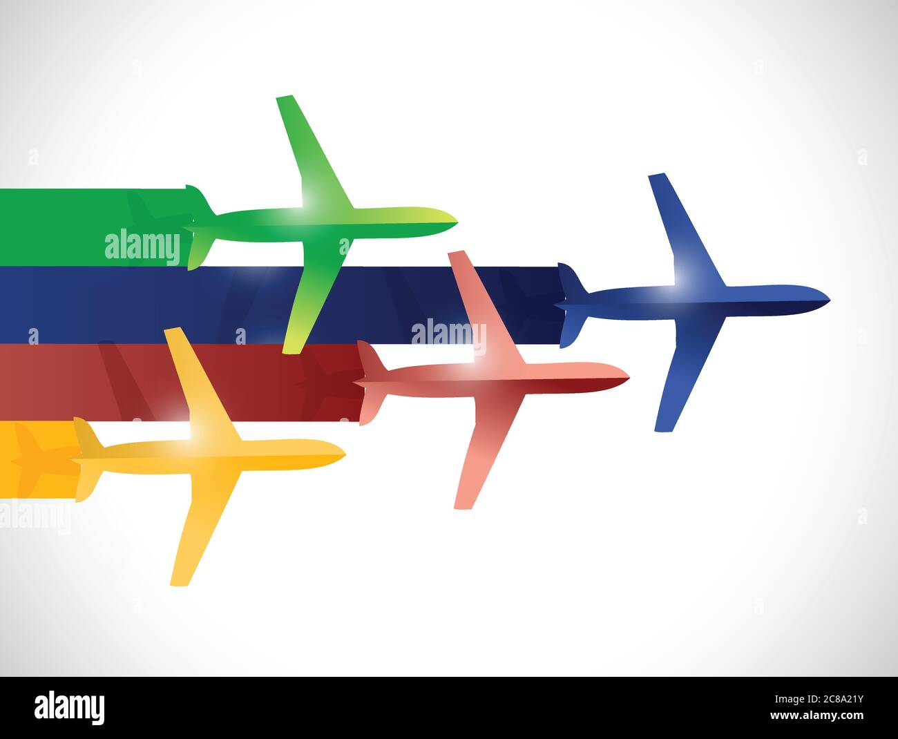 Colorful set of planes illustration design over a white background ...