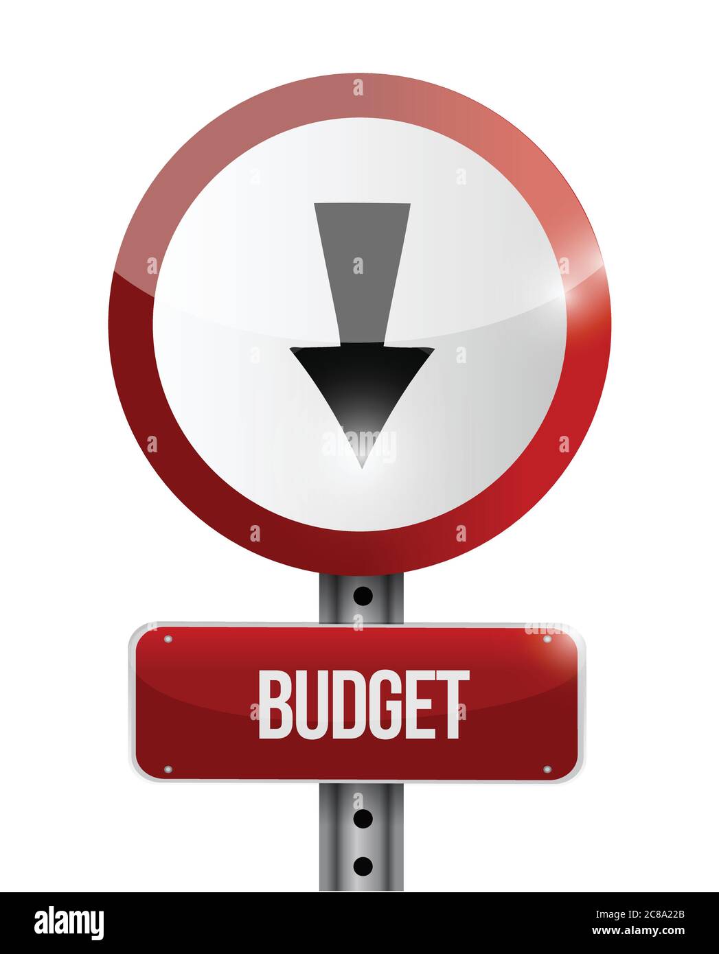 Budget going down road sign illustration design over white Stock Vector ...