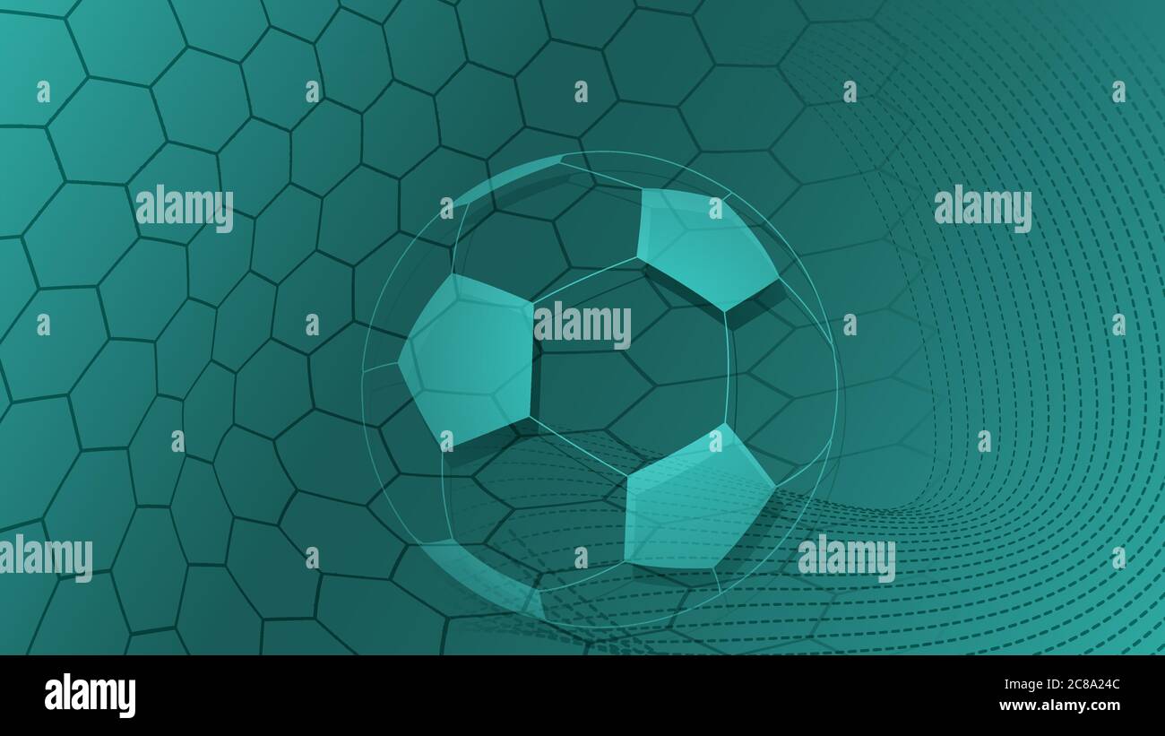 Football or soccer background with big ball in turquoise colors Stock ...