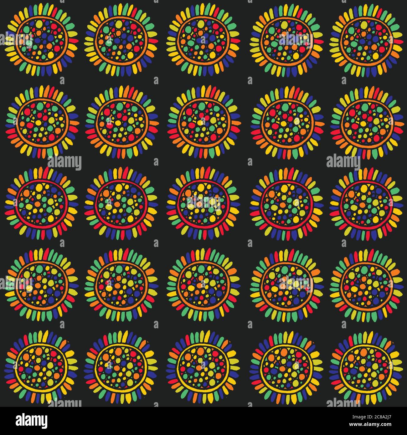 Zentangle sunflower seamless pattern. colorful doodle art. Vector ...