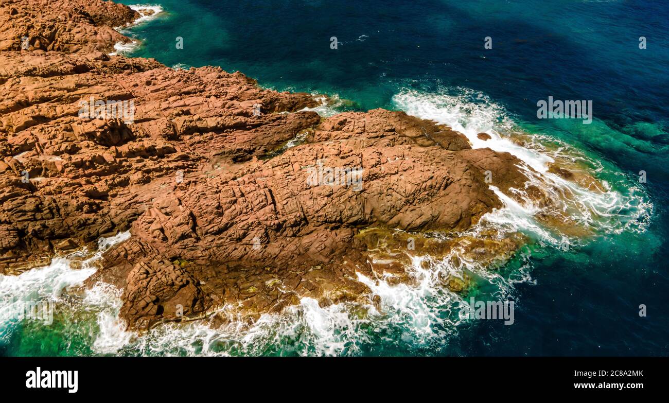 Amazing aerial view over Cap Roux in France at the Cote D Azur Stock ...