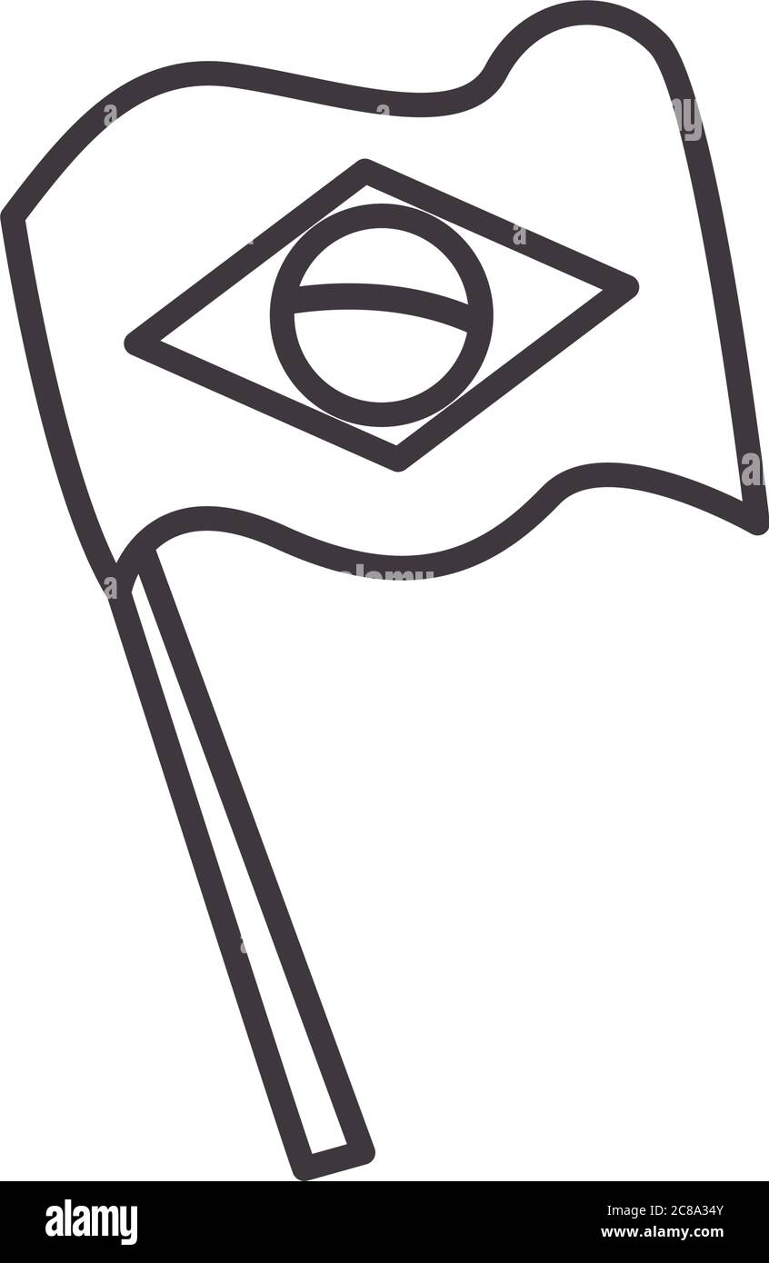 Brazil flag line style icon design, Culture tourism brazilian travel ...