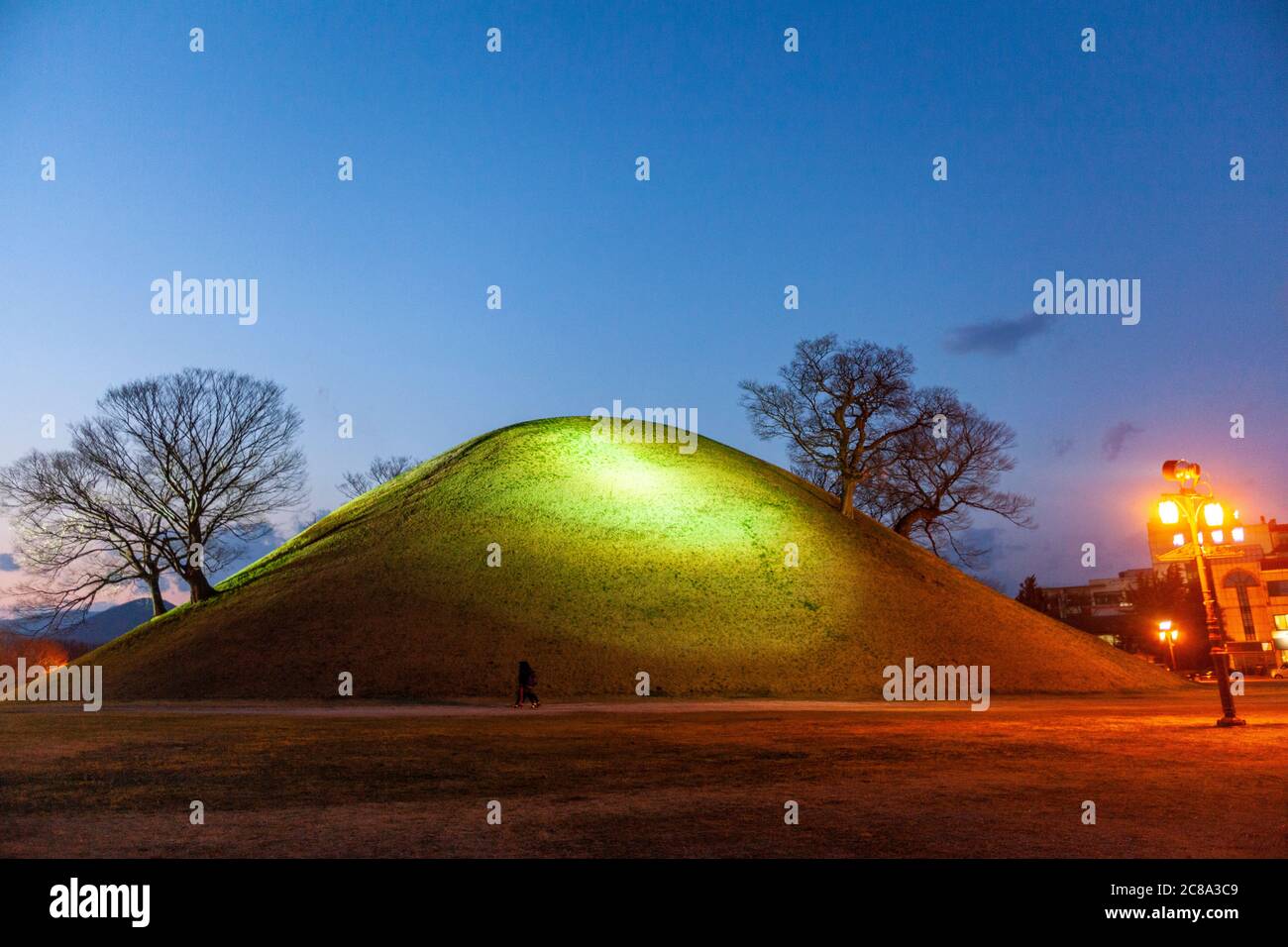 Tumuli Park (Daereungwon Tomb Complex) at dusk, Gyeongju, South Korea ...
