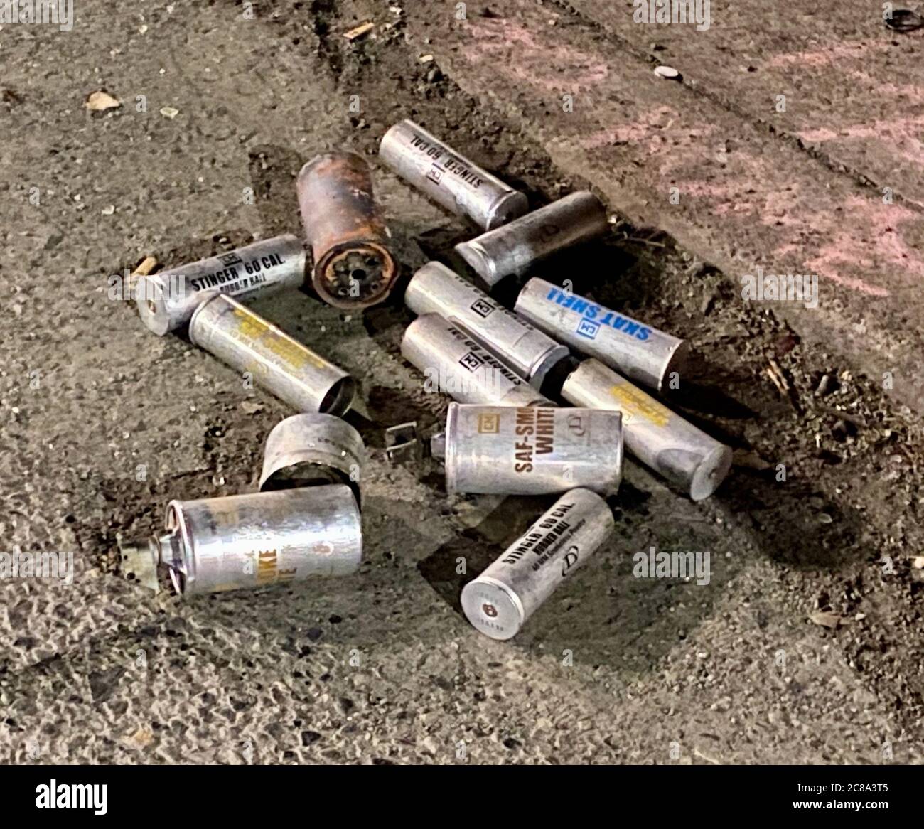 Portland, Oregon, USA. 22nd July, 2020. Crowd control munition devices ...