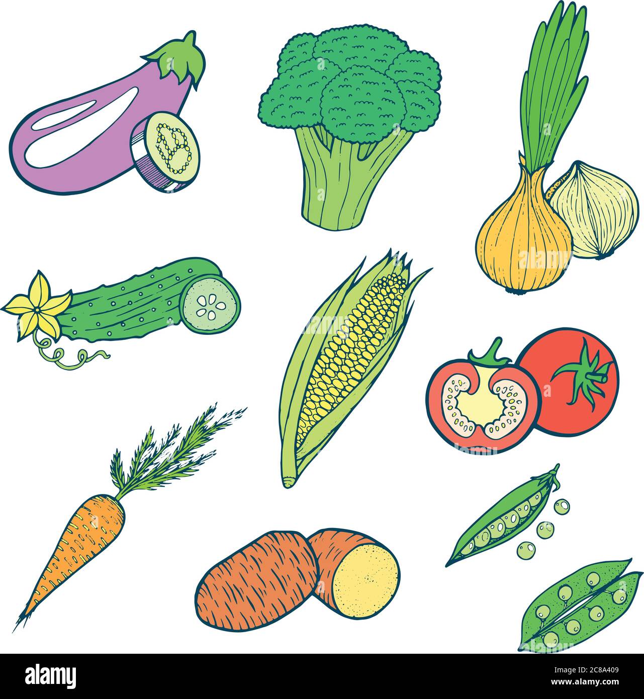 Eggplant vegetable cartoon coloring book Stock Vector Images - Alamy