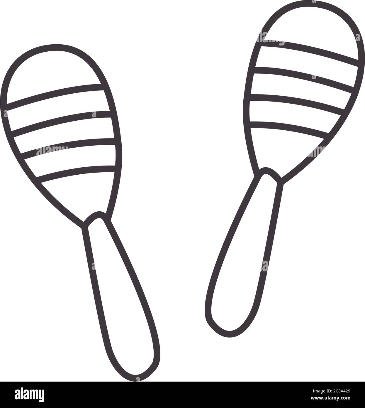 maracas instrument line style icon design, Music sound melody song ...