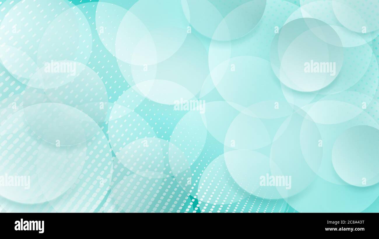 Abstract background of translucent circles and halftone dots in white ...