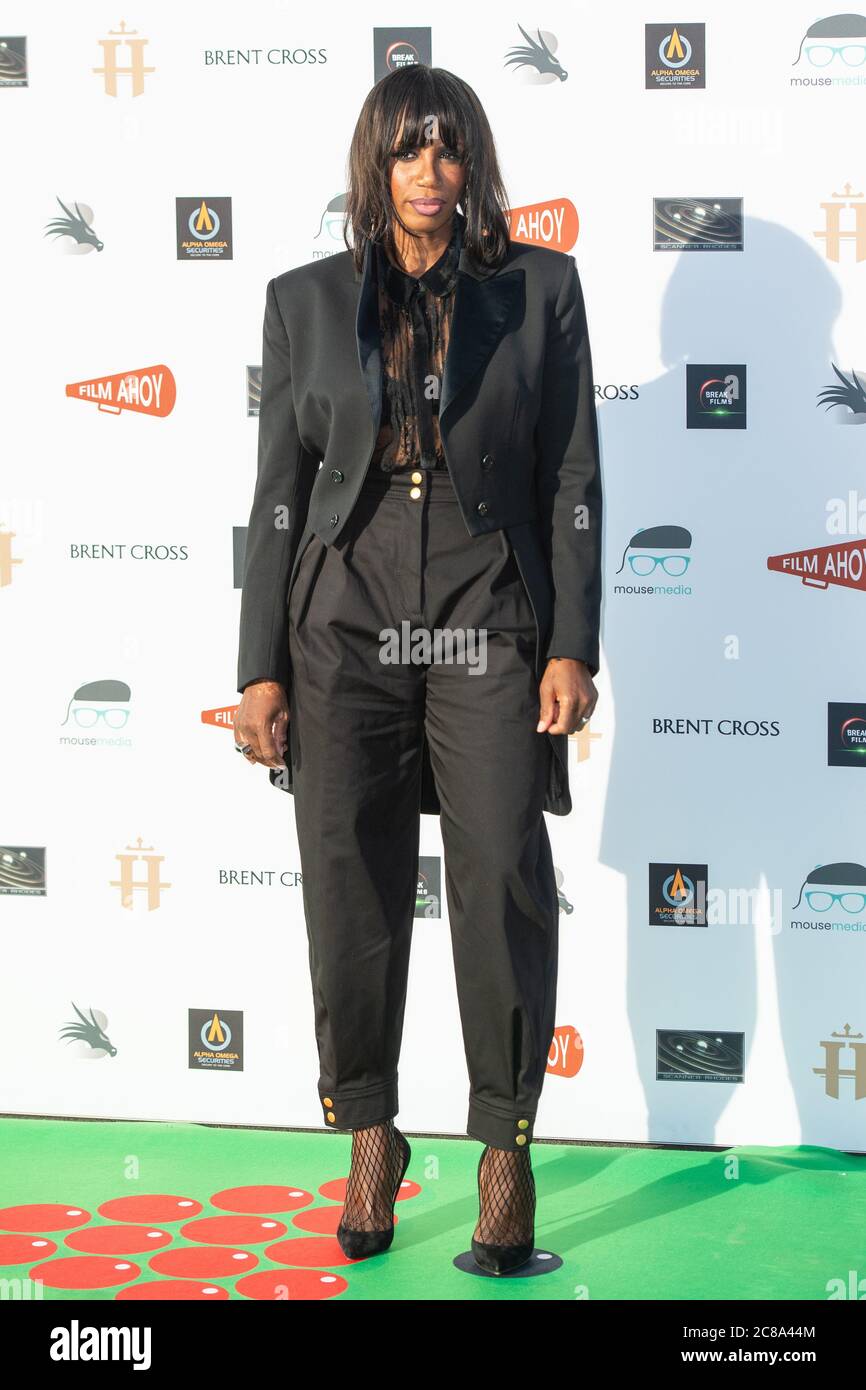 Shaznay Lewis arriving at the drive-in premiere of Break at the Brent ...