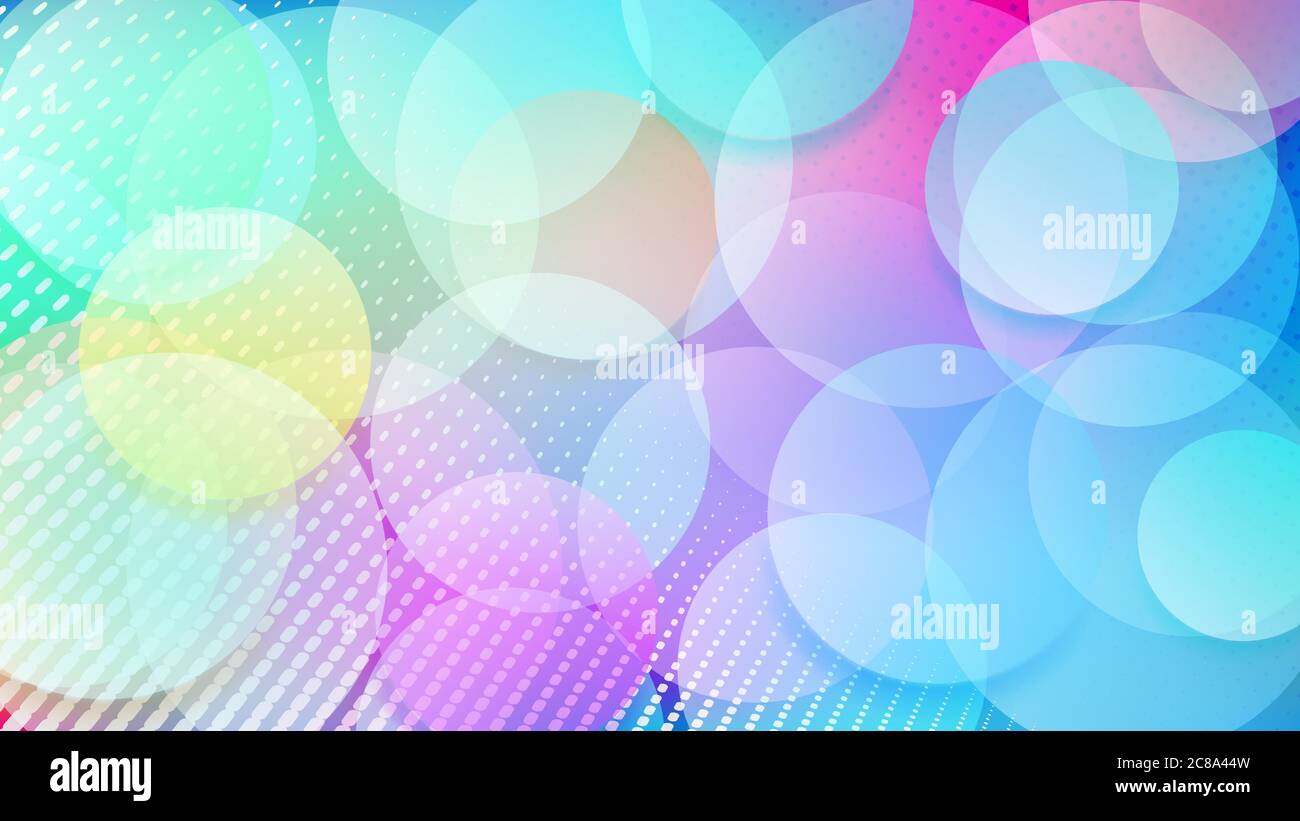 Abstract background of translucent circles and halftone dots in various ...