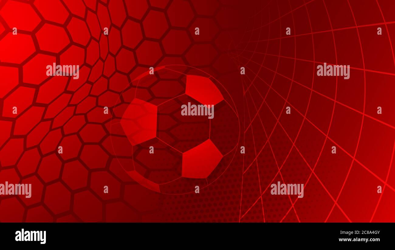 Football or soccer background with big ball in red colors Stock Vector ...