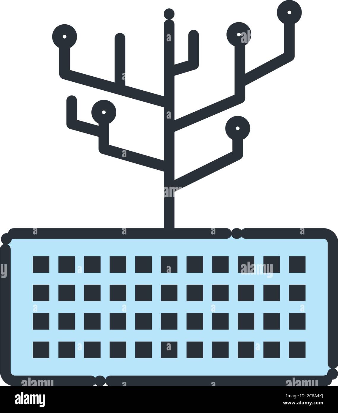 Keyboard with circuit line and fill style icon design, Big data web hosting center base security ...