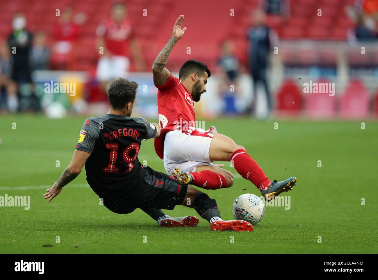 Nottingham Forest's Tiago Silva (right) and Stoke City's Lee Gregory ...