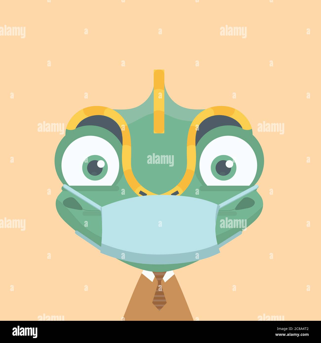 vector covid-19 virus face mask cartoon animal illustration Stock ...