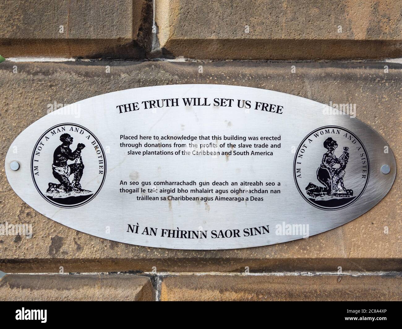 Plaque referencing profits from the slave trade by the entrance to UHI ...