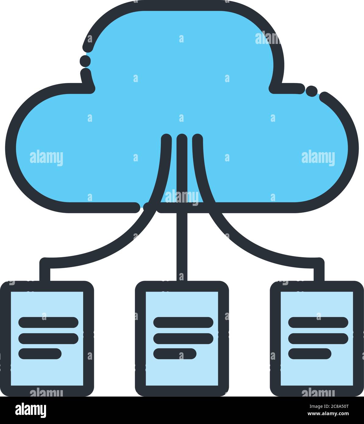 Cloud computing with documents line and fill style icon design, Communication internet and ...