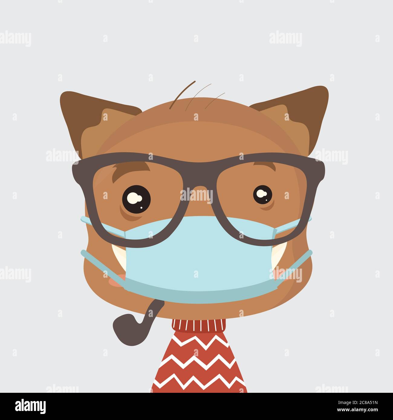 vector covid-19 virus face mask cartoon animal illustration Stock ...