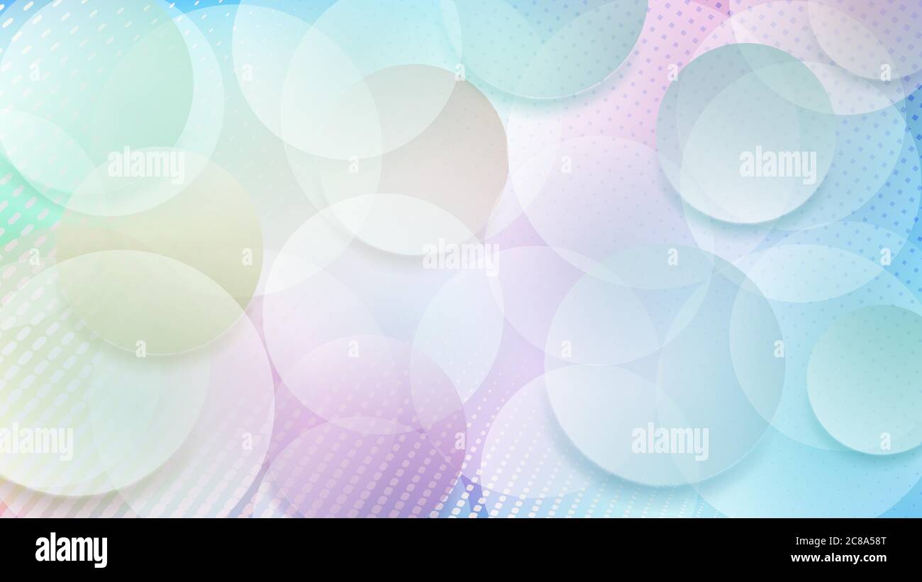 Abstract background of translucent circles and halftone dots in light ...