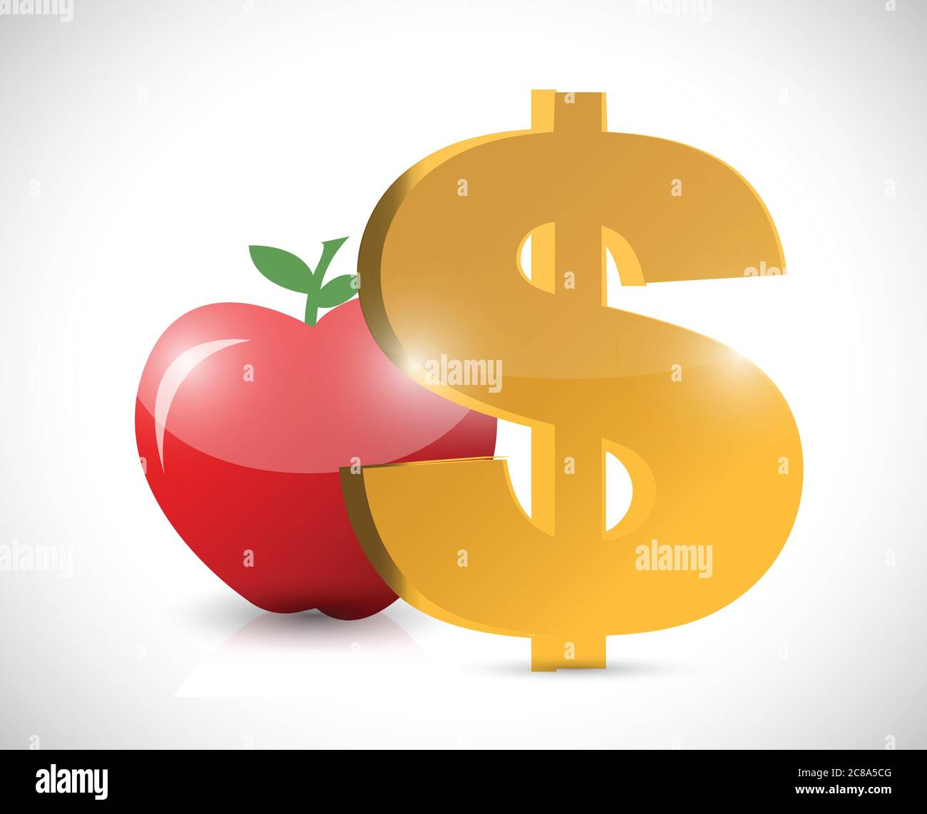 Apple and dollar sign illustration design over a white background Stock ...