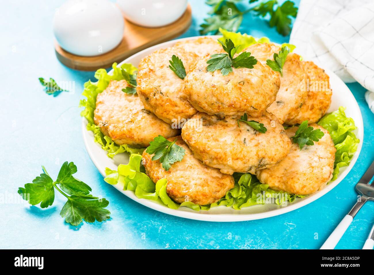 Chicken cutlet in the plate Stock Photo - Alamy