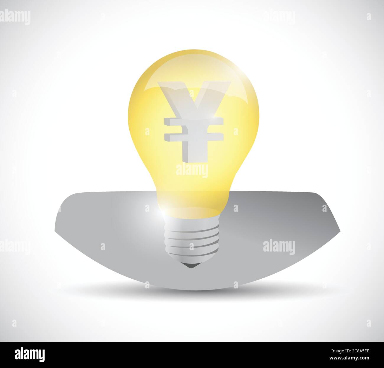 Yen currency light bulb head. illustration design over a white ...