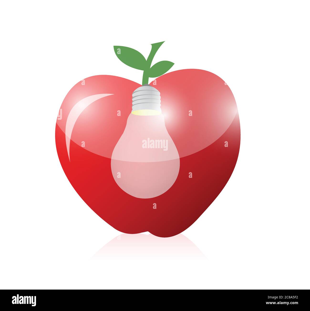 Apple and light bulb illustration design over a white background Stock ...