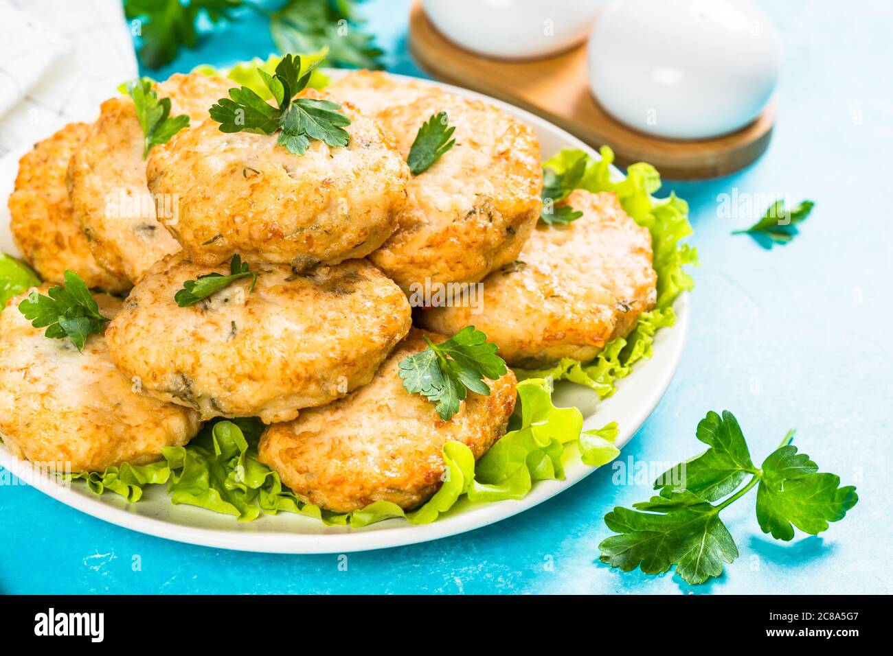 Chicken cutlet in the plate Stock Photo - Alamy